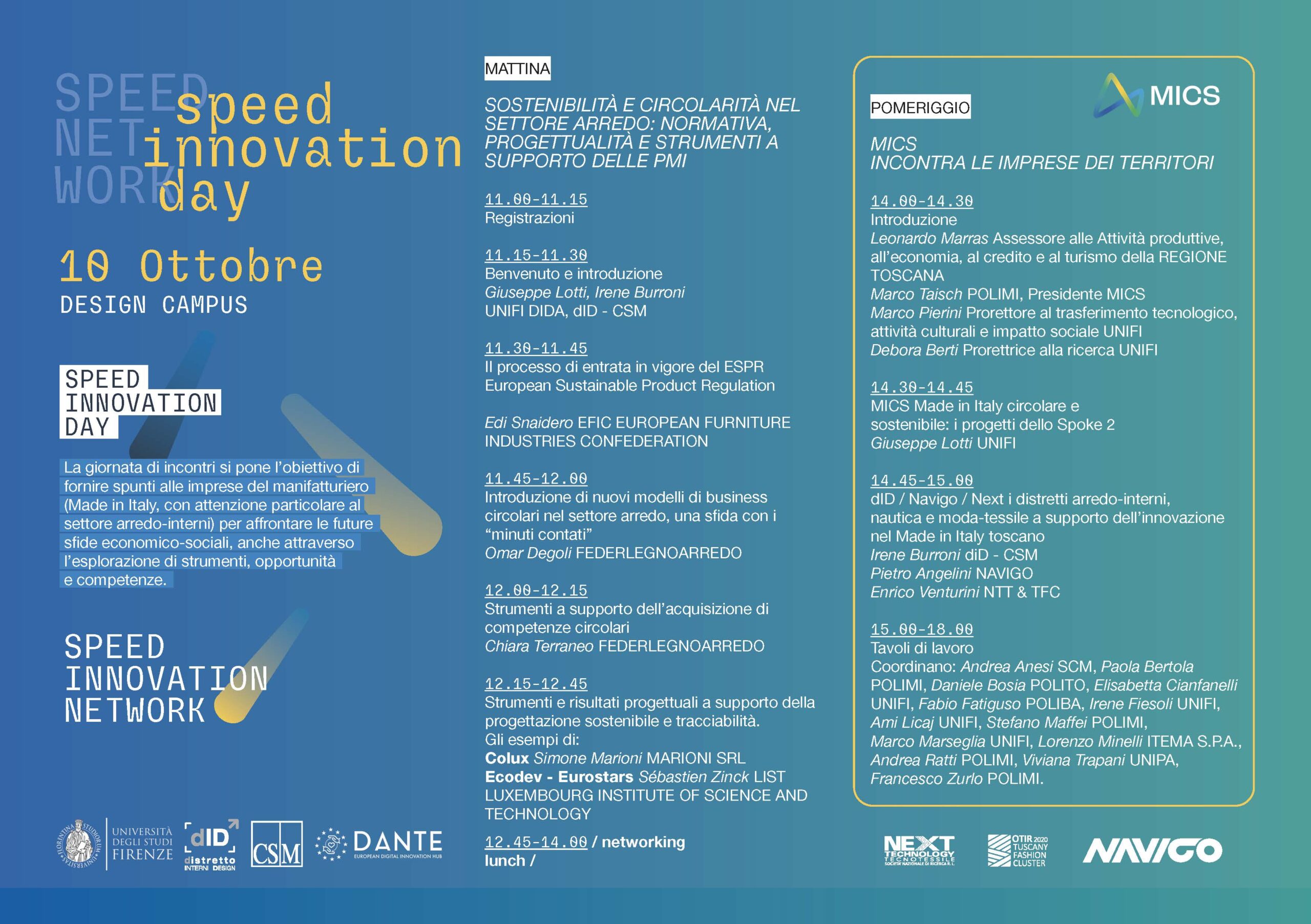 Speed Innovation Day - 10 ottobre 2024 - Next Technology Tecnotessile